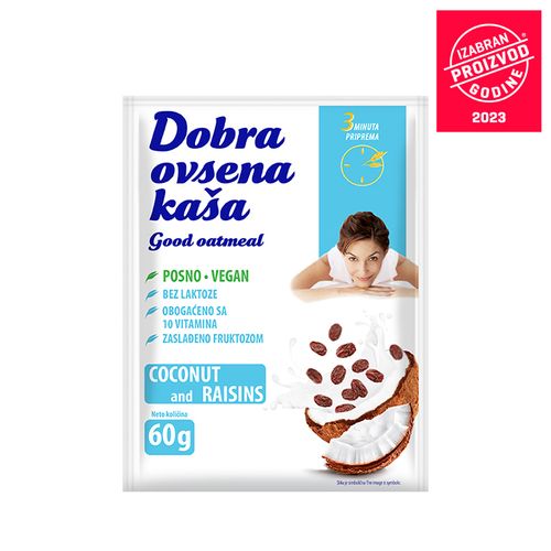 DOBRA OVSENA KAŠA kokos i suvo grožđe 60g