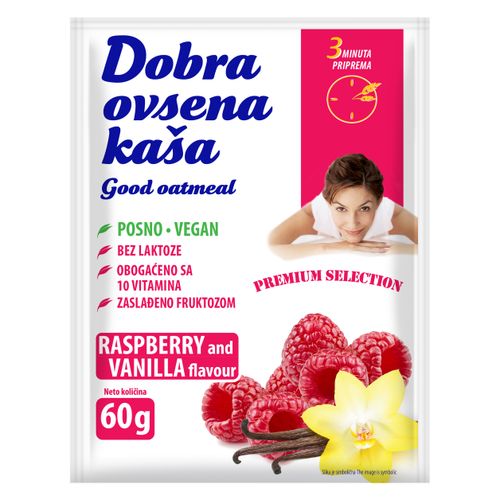 DOBRA OVSENA KAŠA sa malinom i vanilom 60g