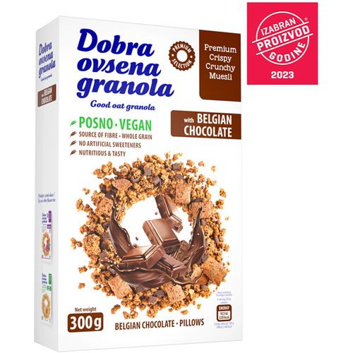 DOBRA OVSENA GRANOLA belgijska čokolada 300g