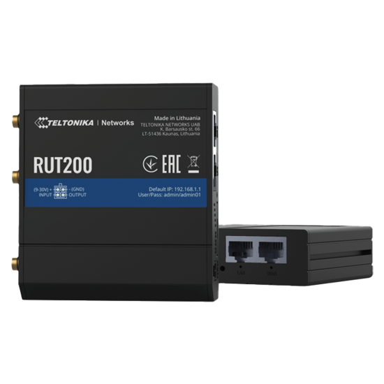 Teltonika RUT200 Industrial LTE WiFi Router, 4G, 1xWAN, 1xLAN, 1xSIM