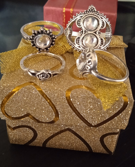 Set prstenja sa kristalima-tibetansko srebro