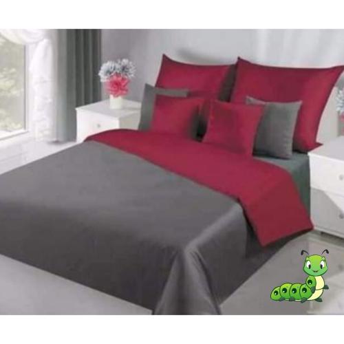 Posteljina za bračni krevet crveno-siva