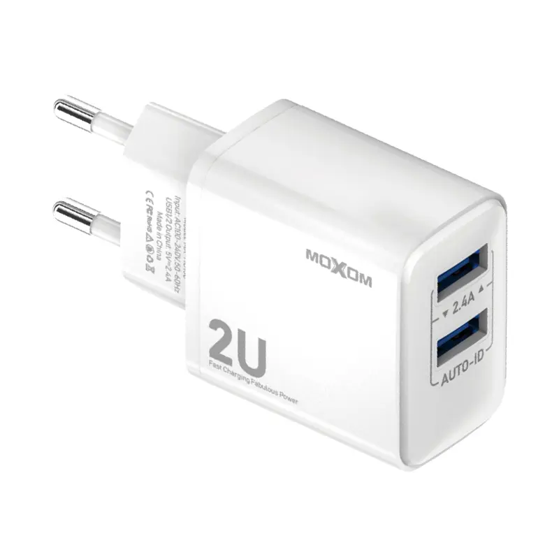 MOXOM Kućni punjač MX-HC130 2.4A 2xUSB Micro beli