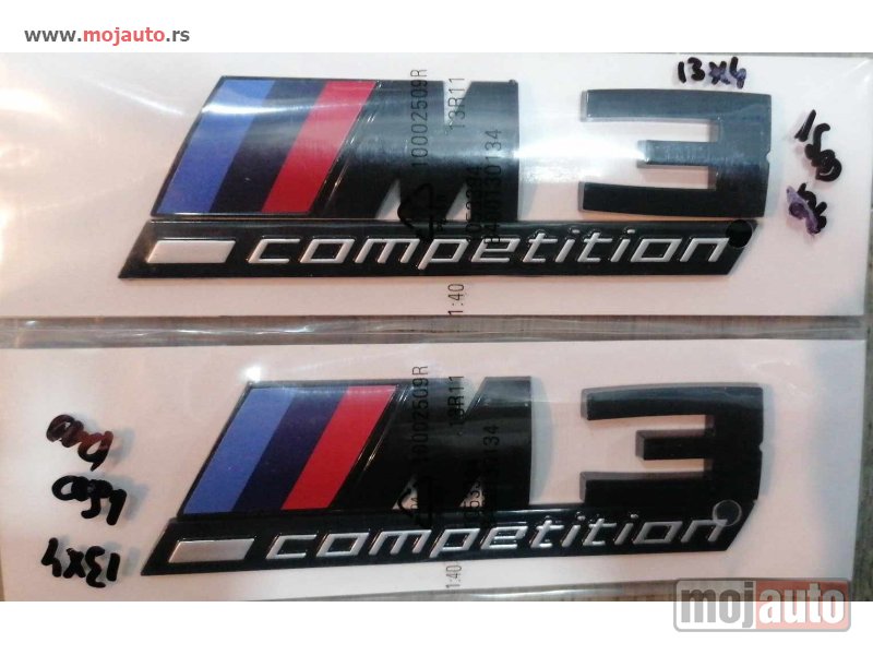 BMW M3 oznaka competition. Dimenzije:13x3.8cm.