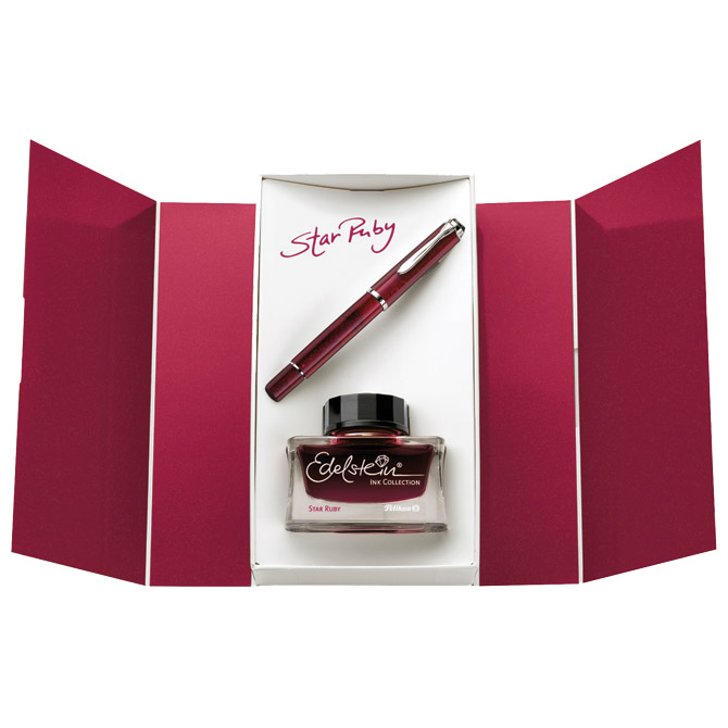 Set Nalivpero Classic M205 (M) Star Ruby+tinta 50ml Edelsteine bordo Pelikan 814393