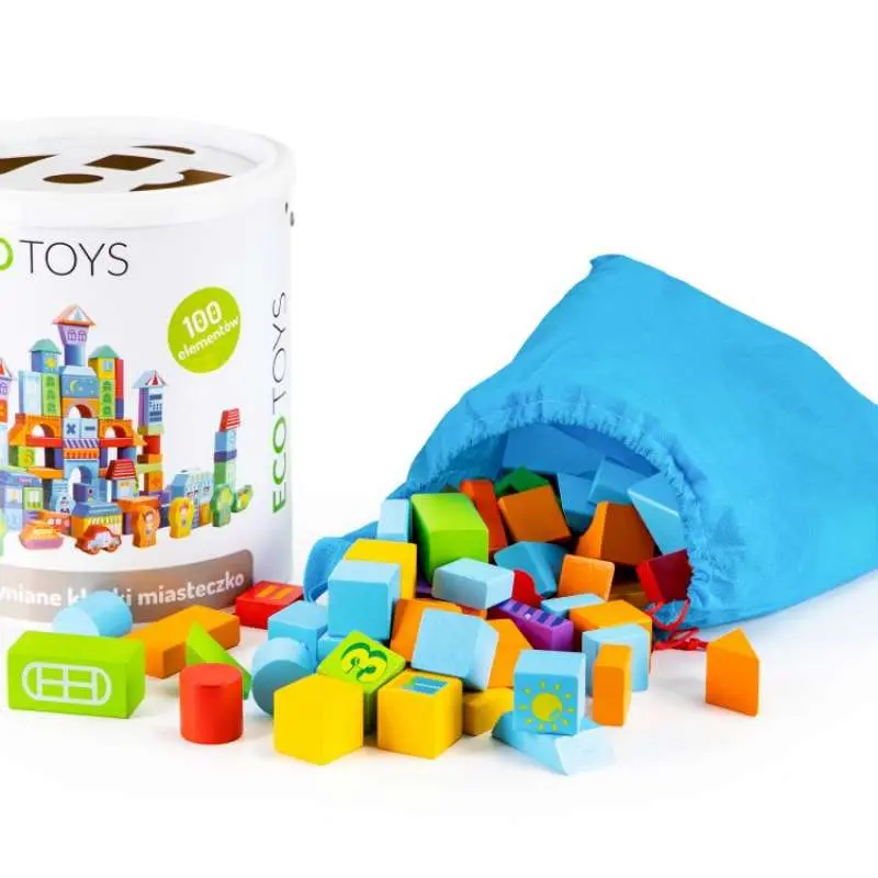 ECO TOYS Edukativne drvene kocke City 100/1