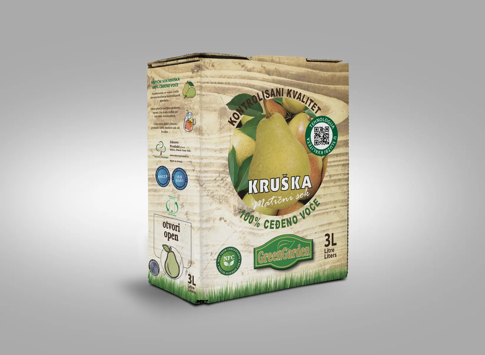 GREEN GARDEN Matični sok Kruška 100%, BAG IN BOX, 3l