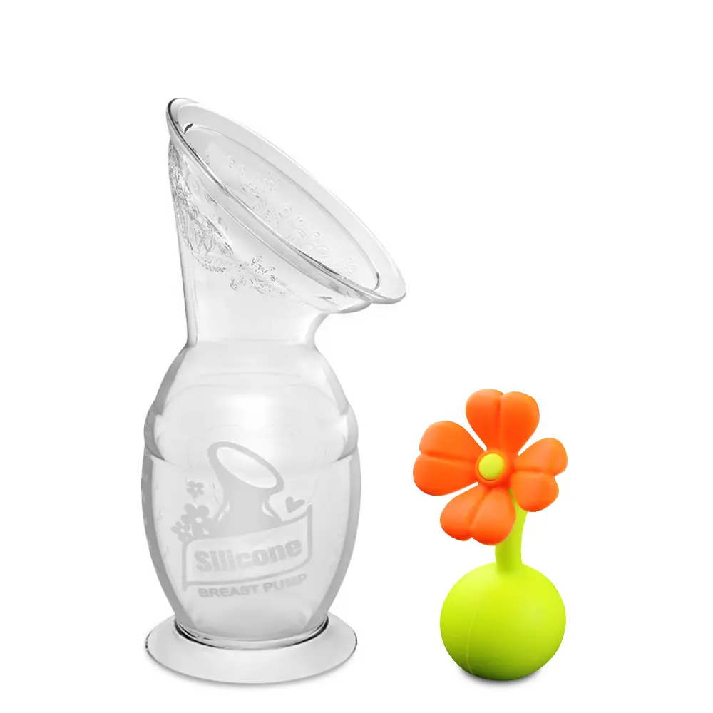 HAAKAA Set Gen2 pumpica za za mleko sa stoperom Flower 150ml narandžasti