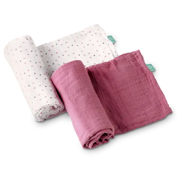 KOALA BABYCARE Set muslinskih marama za dojenje i povijanje bebe Soft Touch 120x120 2/1 roze