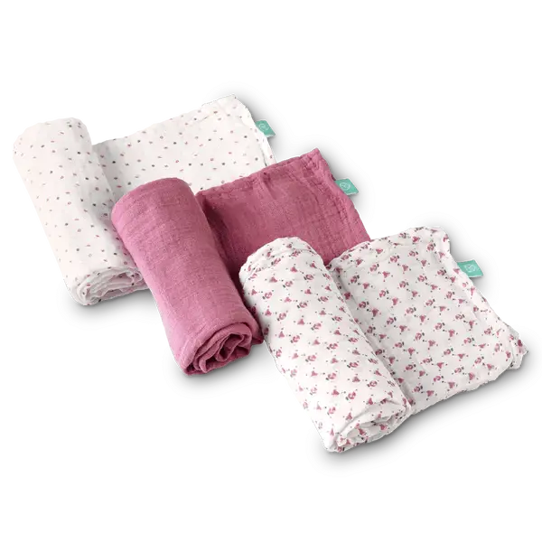 KOALA BABYCARE Set muslinskih tetra pelena za bebe Soft Touch 80x80 3/1 roze
