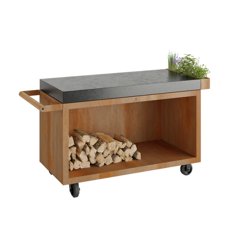 OFYR Mise en Place Table Corten 135 PRO Ceramic Dark Grey pult