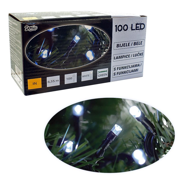 LED Lampica bele 100 8 funkcija