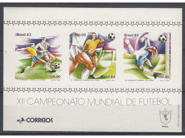 Brazil 1982 Fudbal serija ** nezupčana u bloku