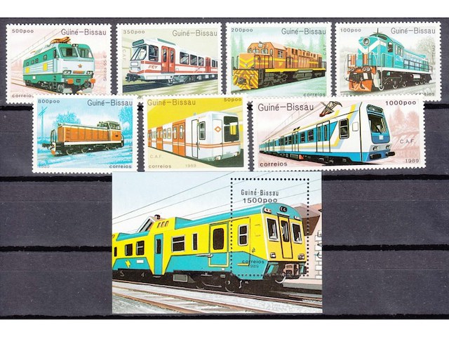 Gvineja Bisau 1989 Železnica serija + blok **