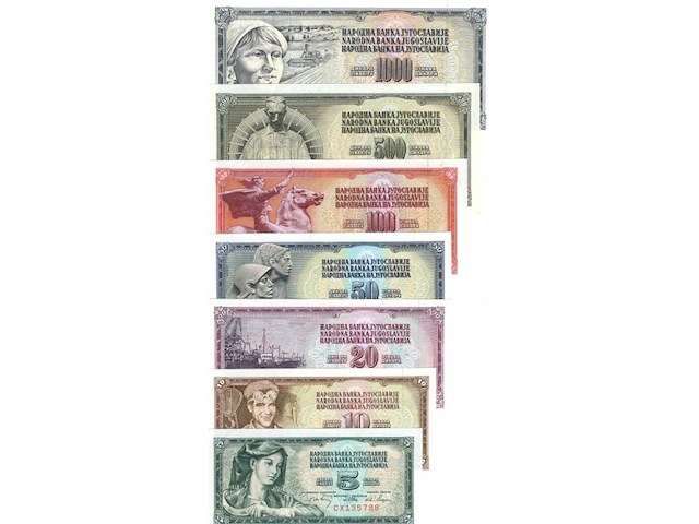 Jugoslavija set 1968-1986. UNC (7 novčanica)