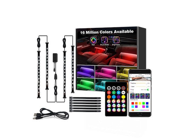 Bluetooth LED traka za auto RGB set 4/1