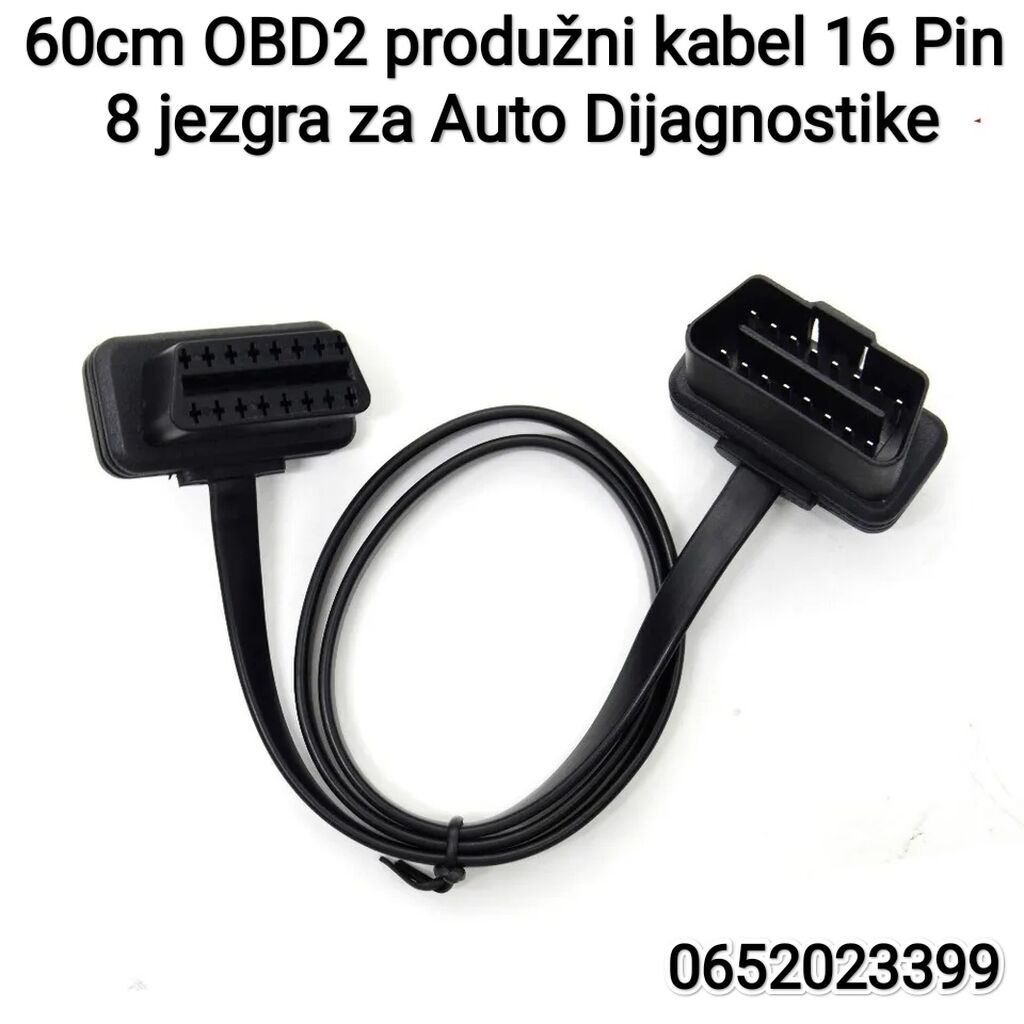 Obd2 produžni kabel 16 pina, 8 jezgra za elm auto dijagnostike