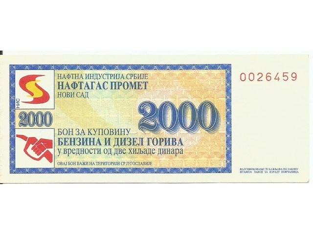 NAFTAGAS PROMET 2000 dinara bon za gorivo