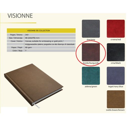 Rokovnik Notes B5 BORDO VISIONNE