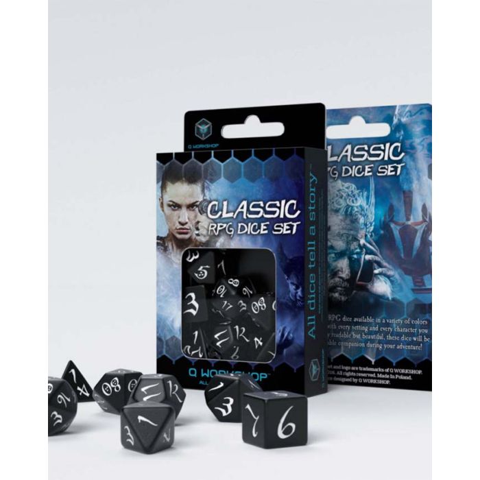 Kockice Q Workshop - Classic RPG Black & White - Dice Set (7)