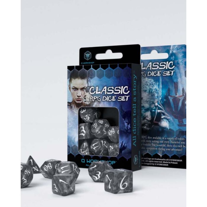 Kockice Q Workshop - Classic RPG Smoky & White - Dice Set (7)