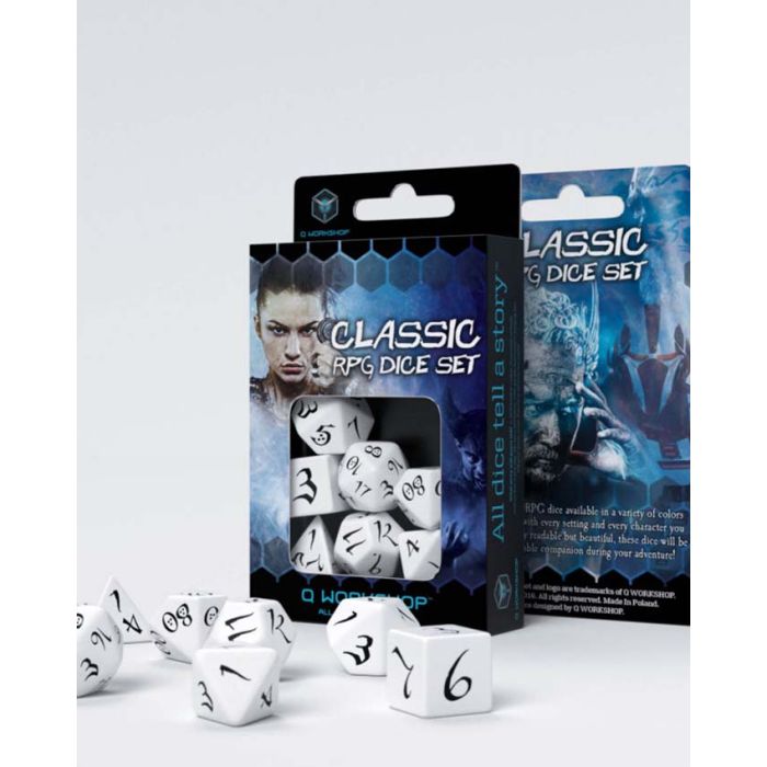 Kockice Q Workshop - Classic RPG White & Black - Dice Set (7)