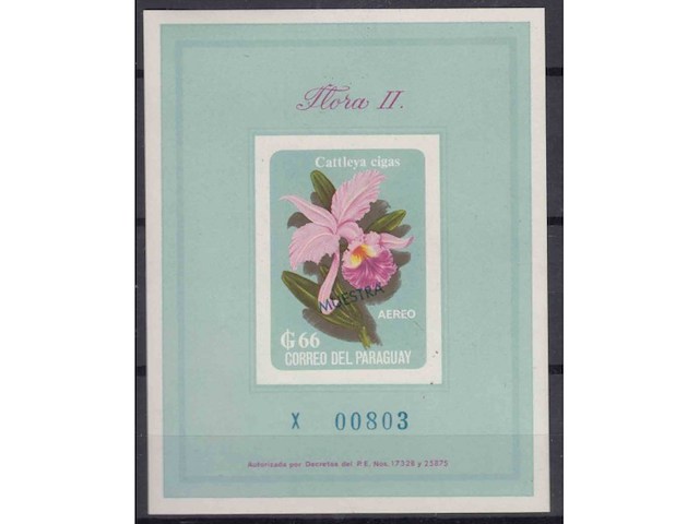 Paragvaj 1963 Flora blok ** Specimen - Muestra