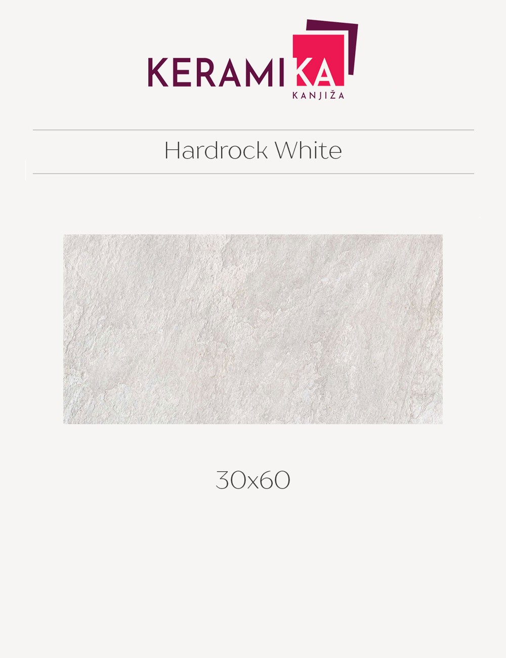 Keramika Kanjiža HARDROCK WHITE 30x60