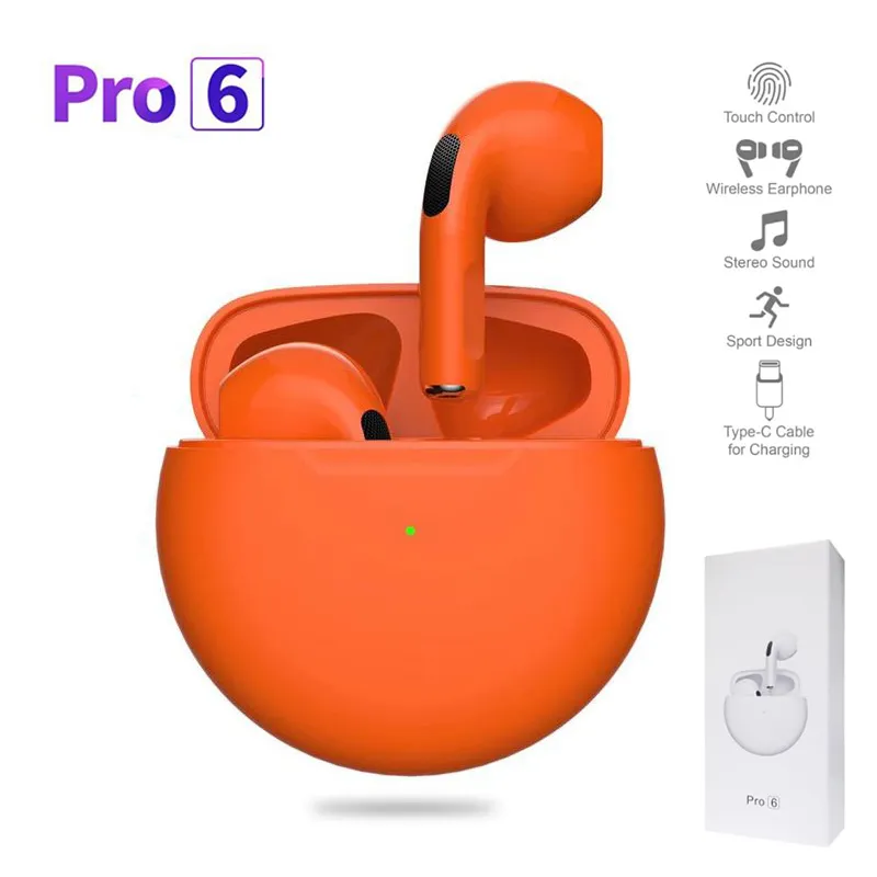 Bluetooth slusalice Airpods Pro6 narandzaste HQ