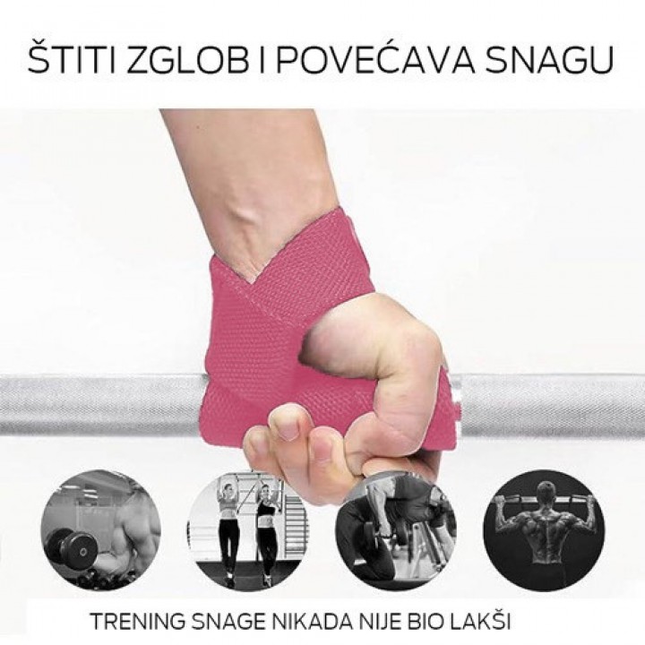 GURTNE ZA TERETANU I DIZANJE TEGOVA -PREMIUM EXPERIENCE FITNESS- ROZE BOJA