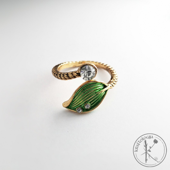 Zlatno-zeleni podesivi prsten