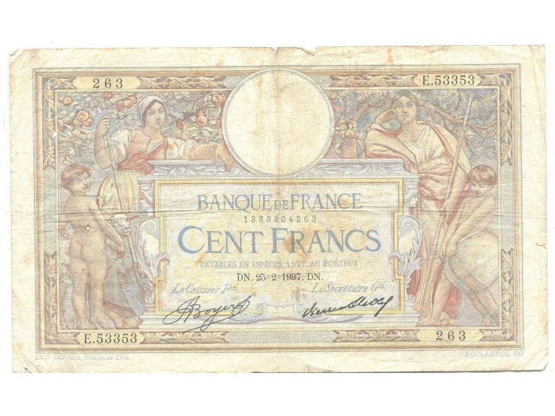 Francuska 100 francs 25.02.1937.