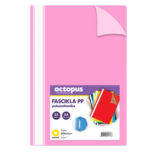OCTOPUS Fascikla A4 polumehanika 25/1 roza unl-0509