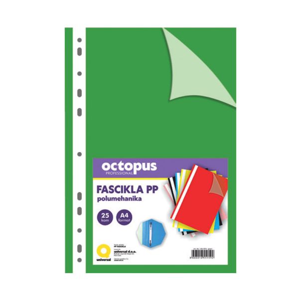 OCTOPUS Fascikla A4 polumehanika sa 11 rupa 25/1 zelena unl-1817