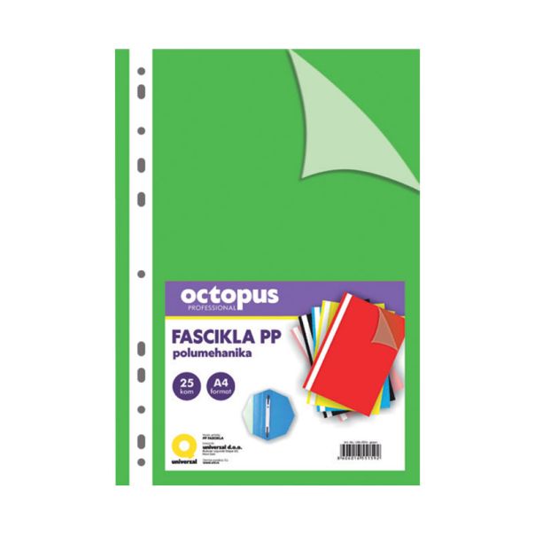 OCTOPUS Fascikla A4 polumehanika sa 11 rupa 25/1 zelena svetlo unl-1818