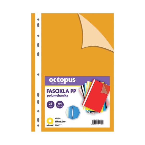 OCTOPUS Fascikla A4 polumehanika sa 11 rupa 25/1 narandžasta unl-1826