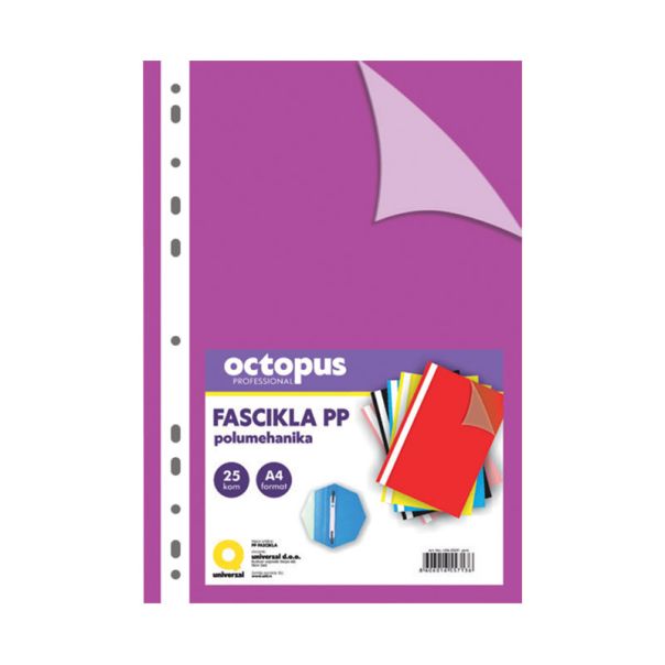 OCTOPUS Fascikla A4 polumehanika sa 11 rupa 25/1 roza unl-1825