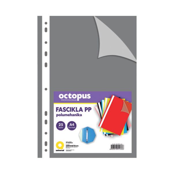 OCTOPUS Fascikla A4 polumehanika sa 11 rupa 25/1 siva unl-1820