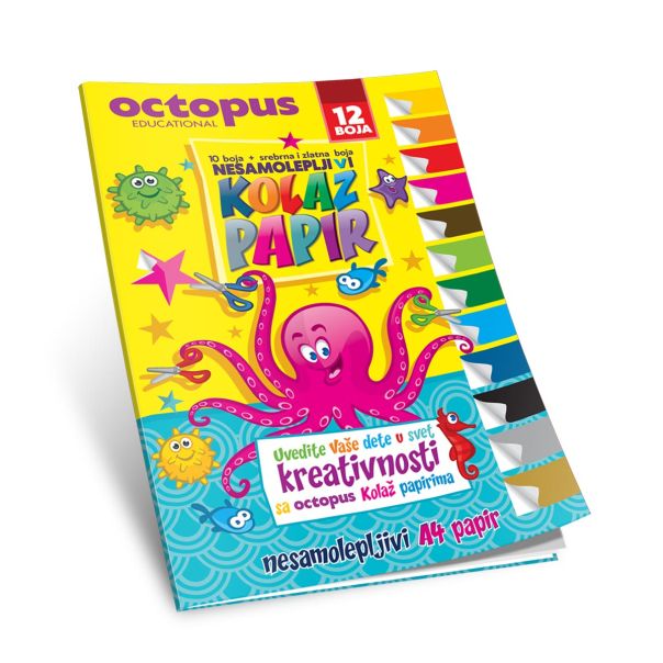 OCTOPUS Kolaž papir A4 nesamolepljiv 12 boja