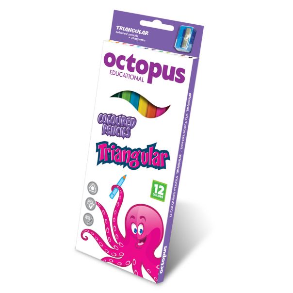 OCTOPUS Drvene boje 12/1 triangular sa gratis zarezačem unl-0362