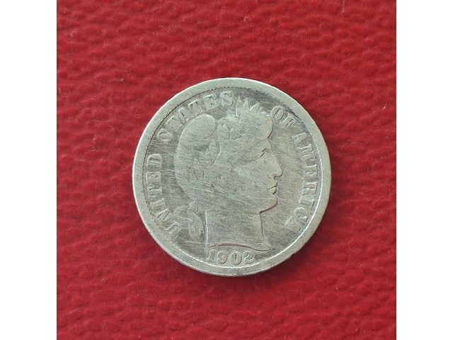 USA BARBER DIME 1902 o srebro