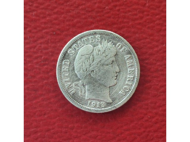 USA BARBER DIME 1913 srebro