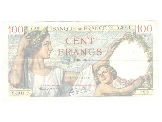Francuska 100 francs 12.10.1939.