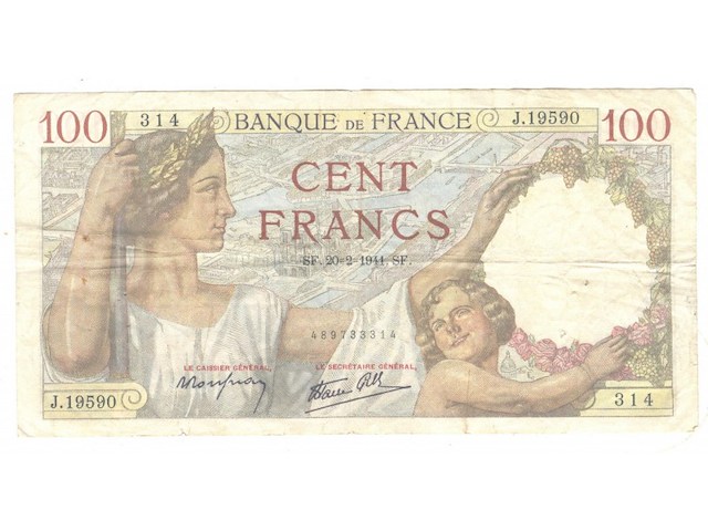 Francuska 100 francs 20.02.1941.