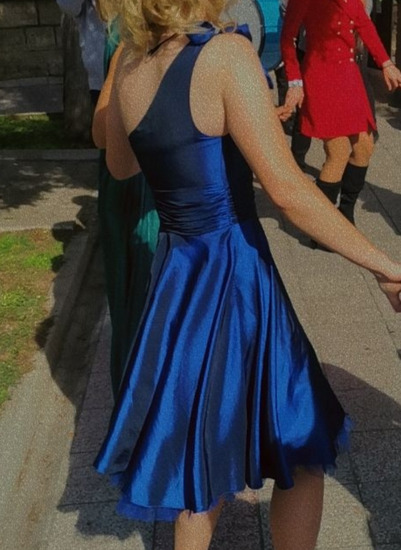 Satenska plava haljina