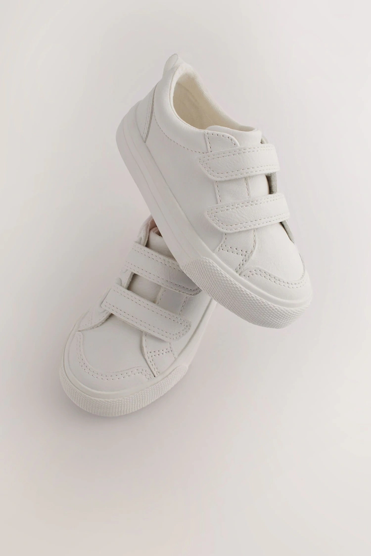 White Wide Fit (G) Two Strap Touch Fastening Trainers