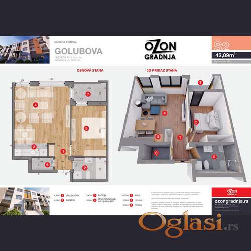 Prodaja od INVESTITORA _ DVOSOBAN stan 42,89m2 u izgradnji, Veternik - Fešter, Novi Sad