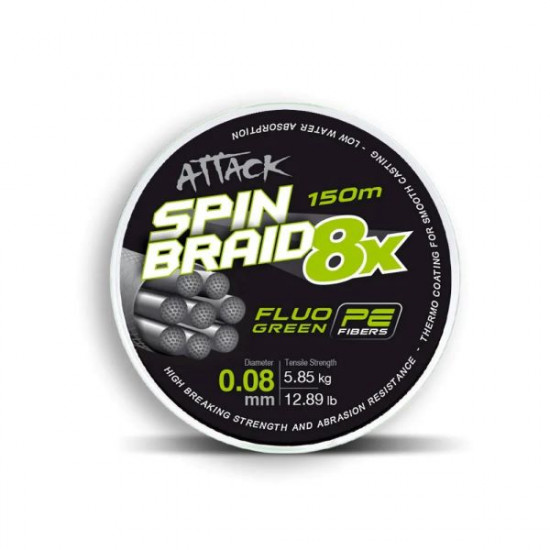 FORMAX ATTACK SPINBRAID X8 150M 0,10MM FLUO GREEN