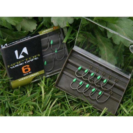 KORDA KAPTOR WIDE GAPE WEED GREEN HOOKS SIZE 8