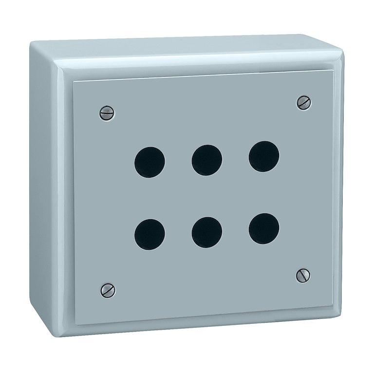 SE Empty control station, Harmony XAP, aluminium, blue, 6 cut-outs, 22mm, 150 x 150 x 78 mm